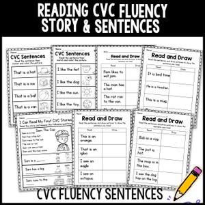Cvc Word Fluency Worksheets 1st Grade Sentences Cvc Reading Printable ...