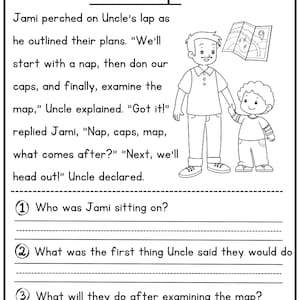 50 Kindergarten 1st Grade Reading Comprehension Passages Worksheets ...