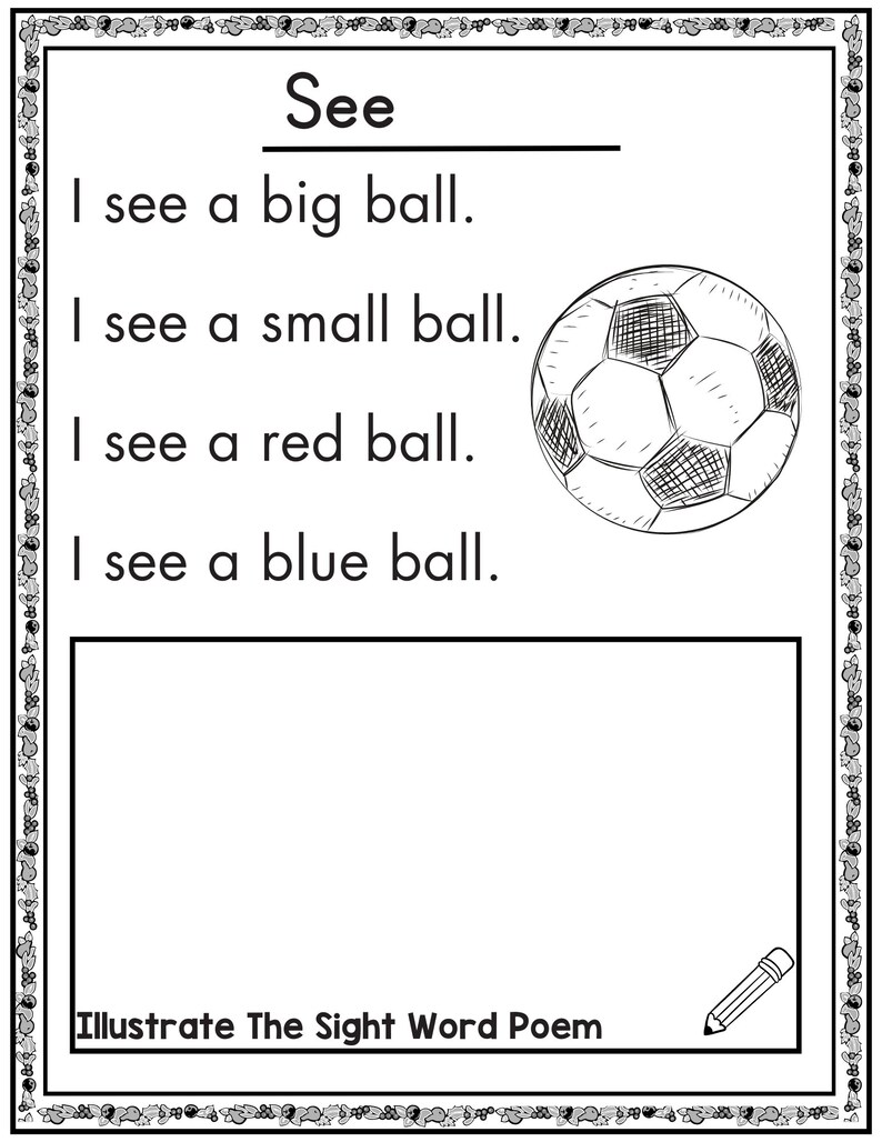 50 Printable Fry's Sight Word Poems Pages Reading Sentences and ...