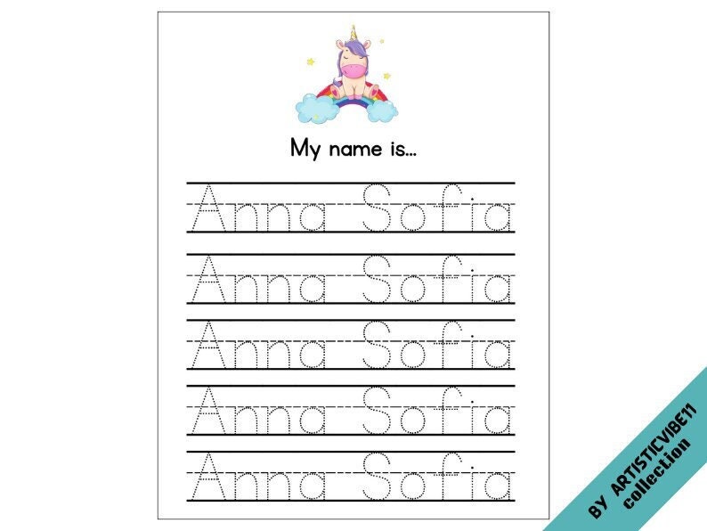 Custom Name Tracing Sheet Handwriting Practice Personalized Name Trace ...
