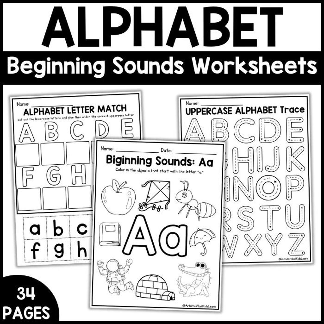 Alphabet Beginning Sounds Worksheets Printable Letters Prek ...