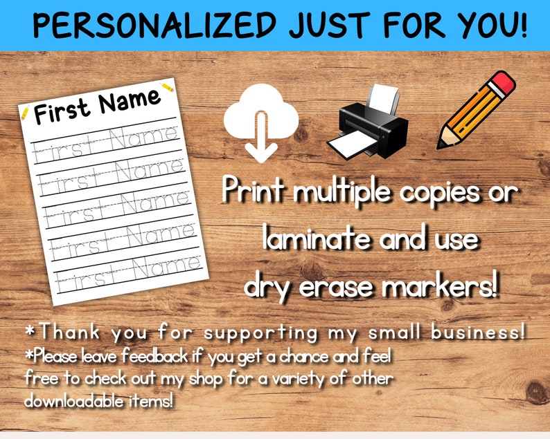 2 Custom Name Tracing Sheet Handwriting Practice Personalized Name ...