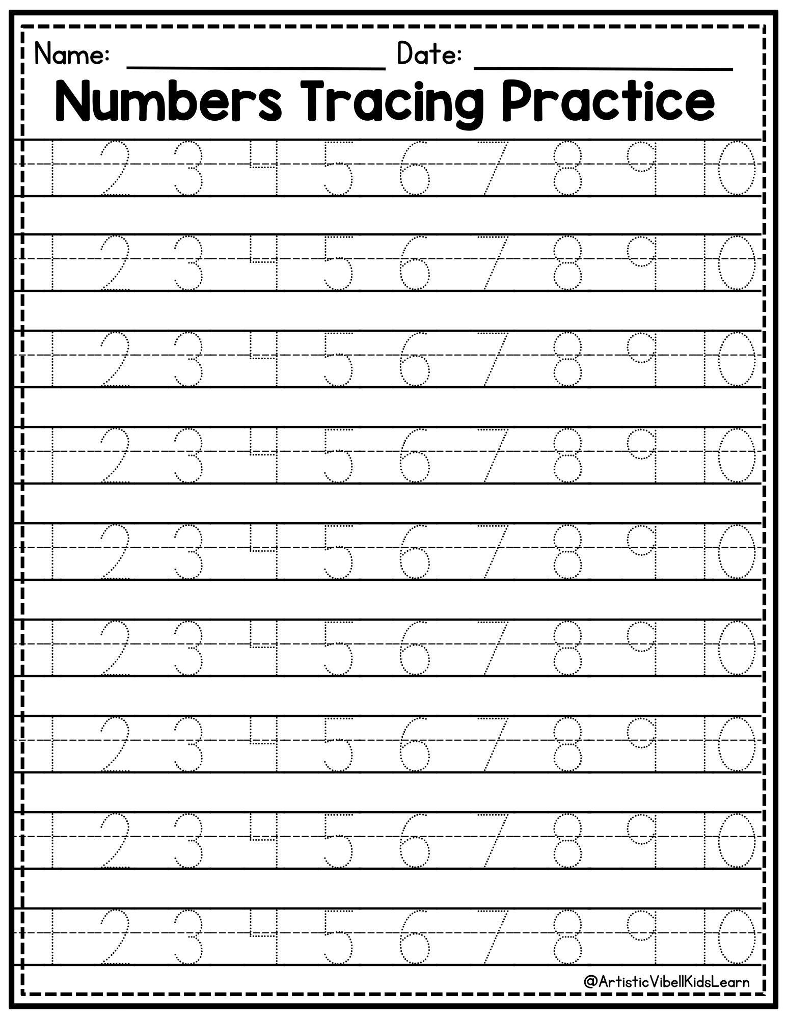 Numbers 1-20 Trace, Count, and Color Worksheets Preschool Numbers ...