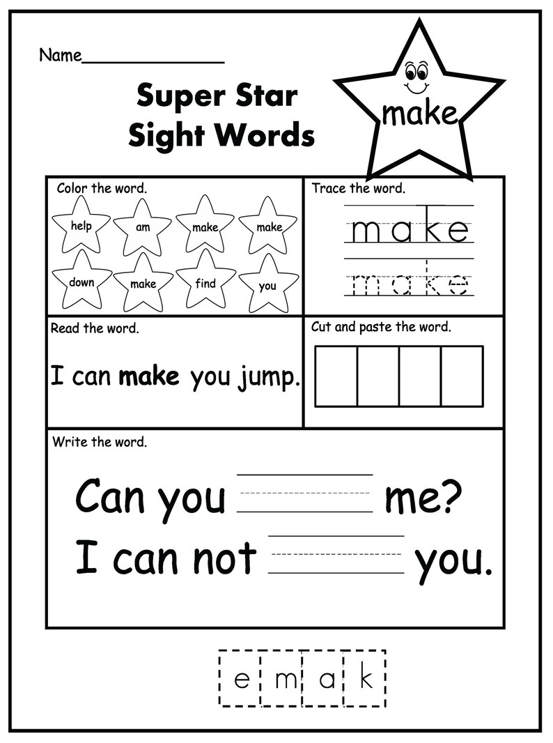 Dolch Sight Word 40 Dolch Pre-primer Worksheet Reading High Frequency ...