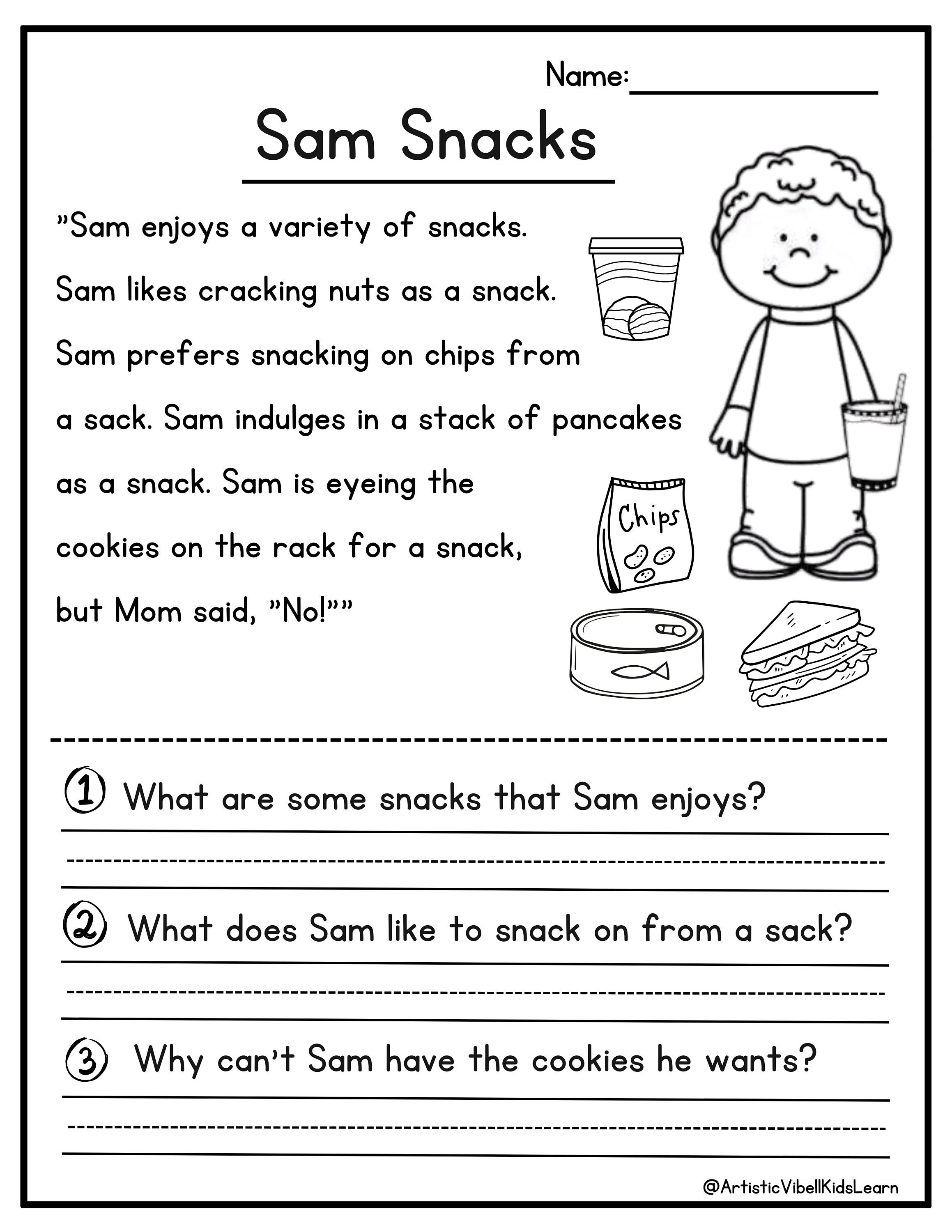 50 Kindergarten 1st Grade Reading Comprehension Passages Worksheets ...