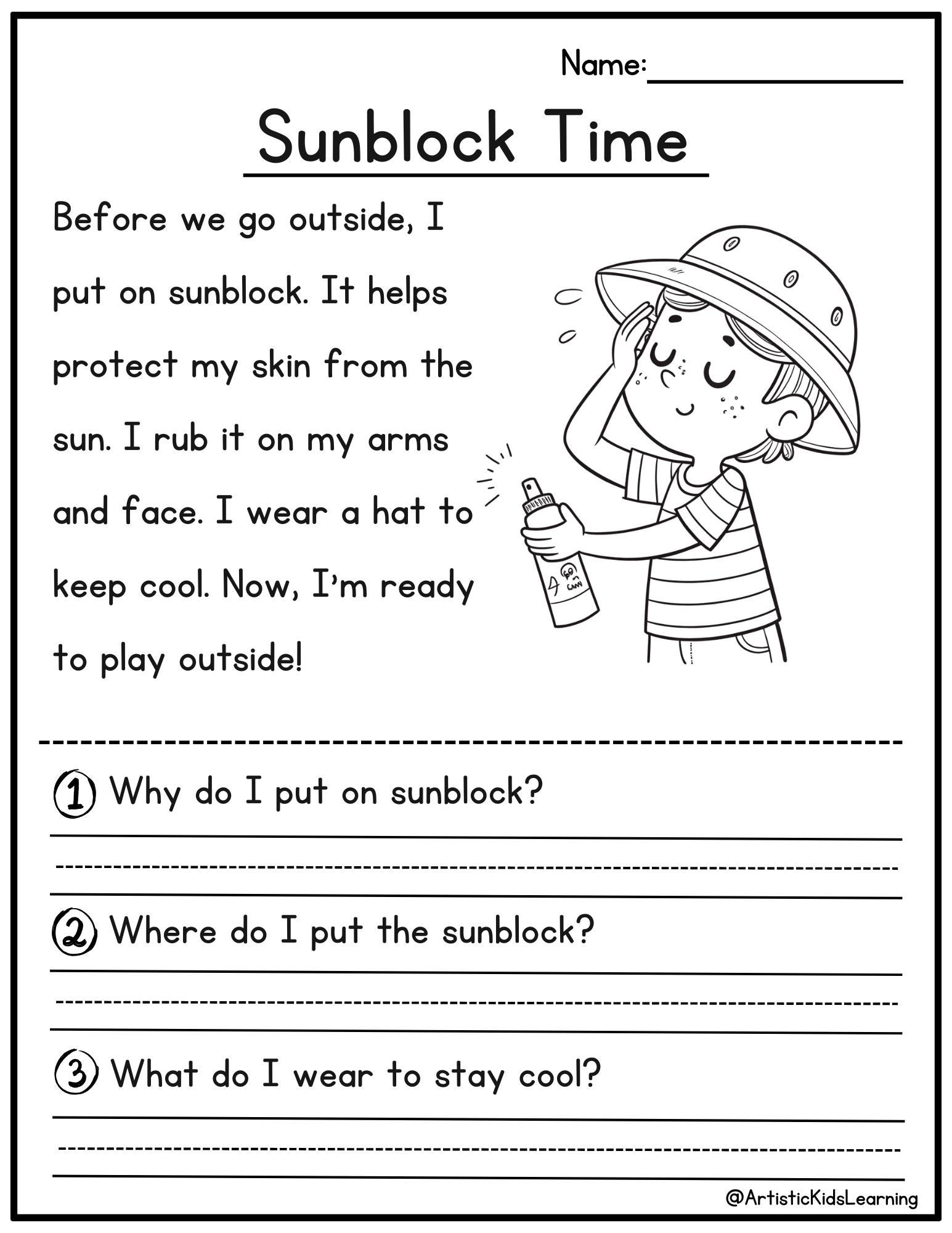 50 Summer Reading Comprehension Passages Kindergarten 1st Grade ...
