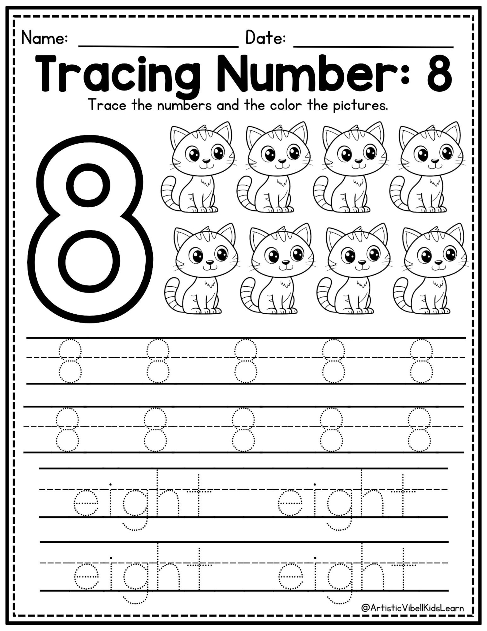 Numbers 1-20 Trace, Count, and Color Worksheets Preschool Numbers ...