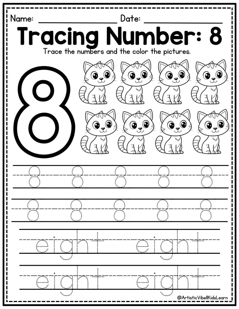 Numbers 1-20 Trace, Count, and Color Worksheets Preschool Numbers ...