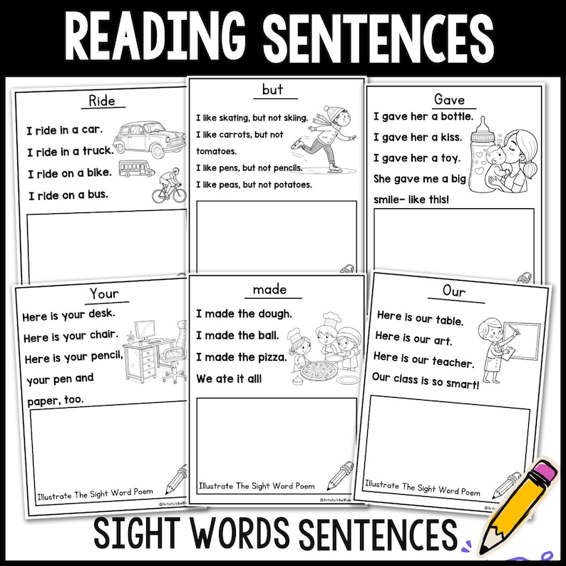Sight Word Poems 50 Printable Fry's Sight Word Pages Reading Sentences ...