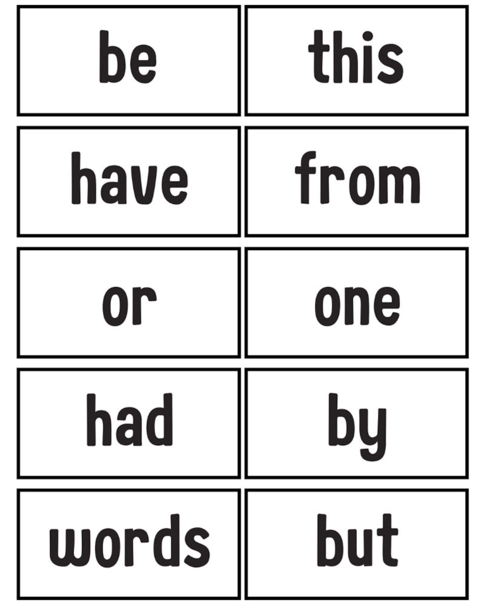 100 Printable Fry's First Hundred Sight Word Flashcards. Prek-1st Grade ...