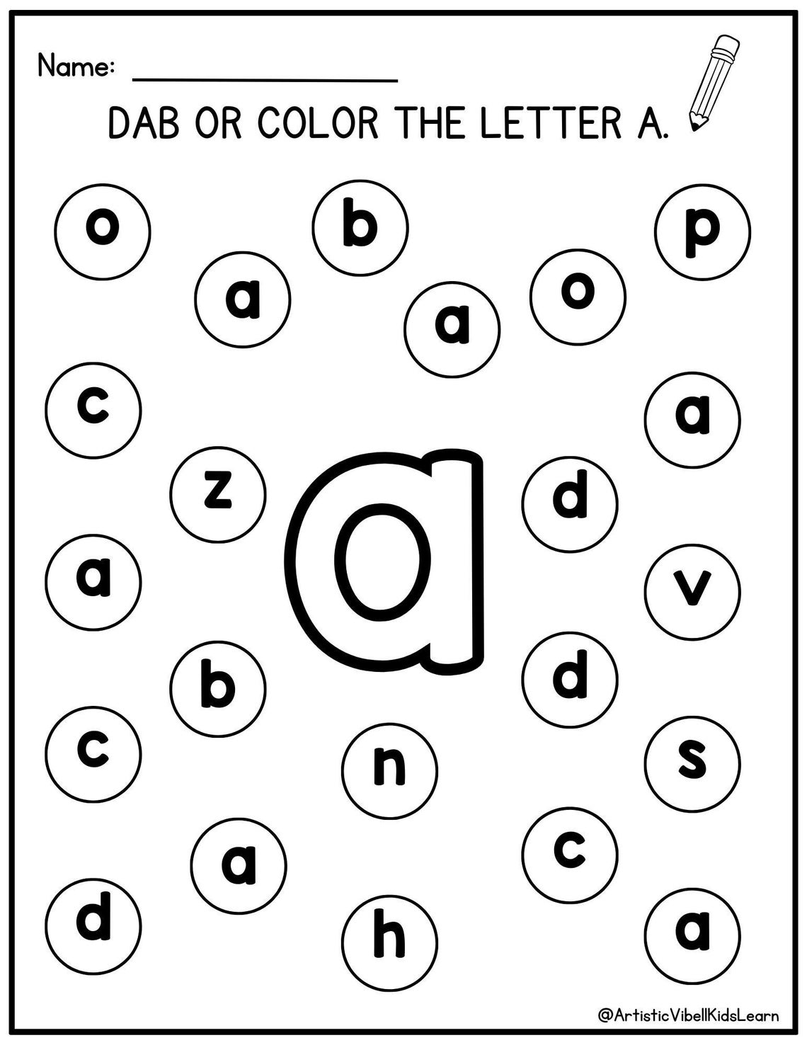 26 Printable Alphabet Lowercase Dab It Worksheets. Preschool-kdg ...