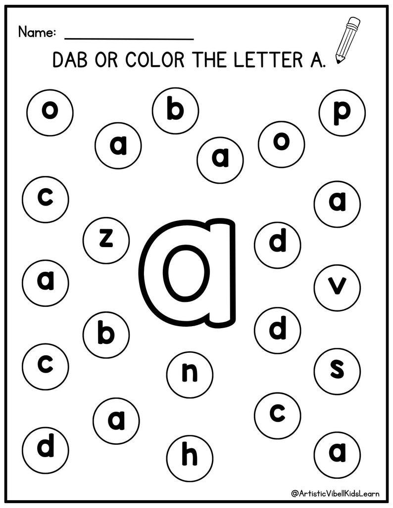 26 Printable Alphabet Lowercase Dab It Worksheets. Preschool-kdg ...