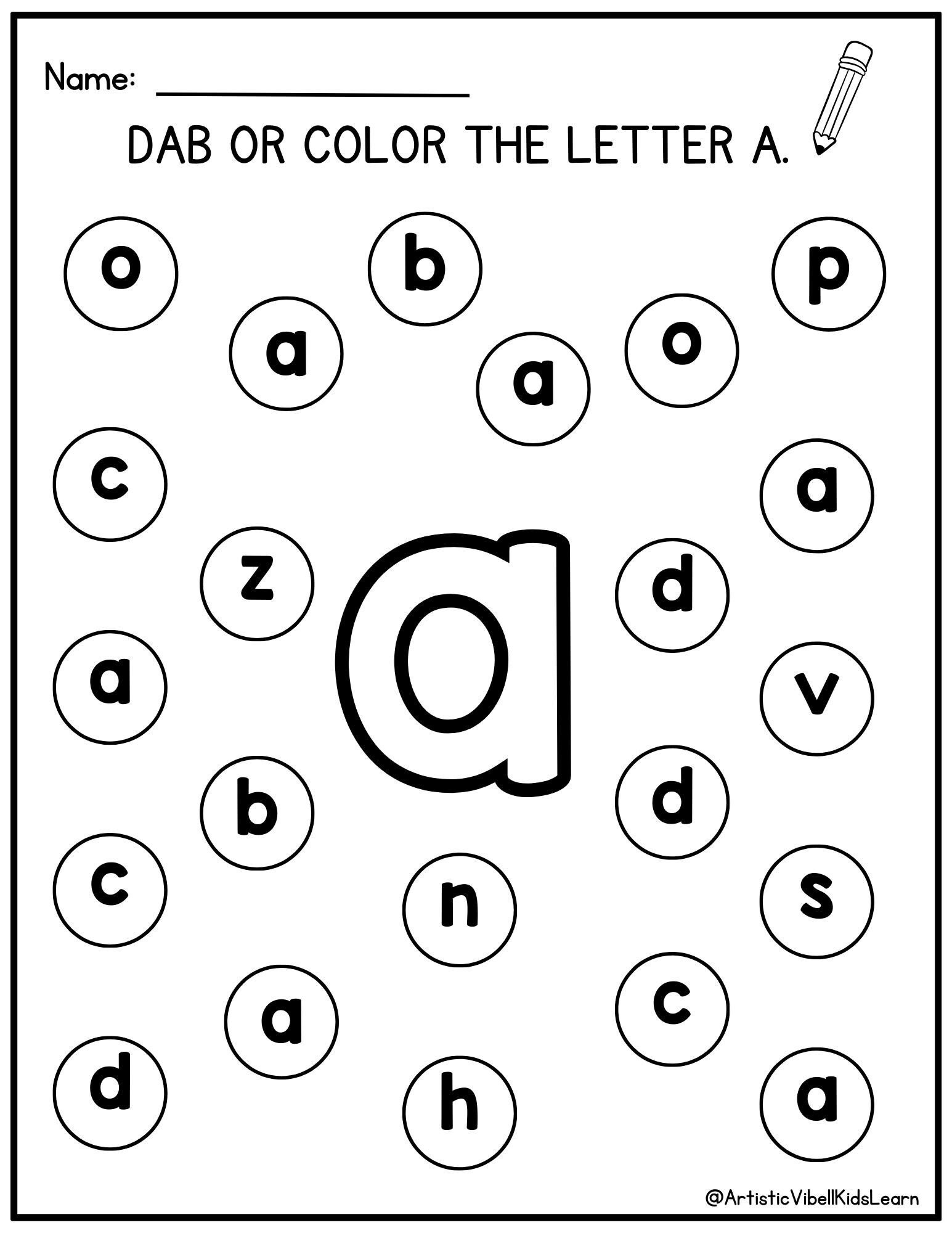 26 Printable Alphabet Lowercase Dab It Worksheets. Preschool-kdg ...
