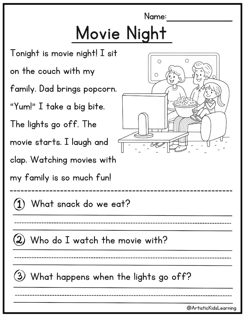 Kindergarten 1st Grade 50 Reading Comprehension Passages Worksheets ...