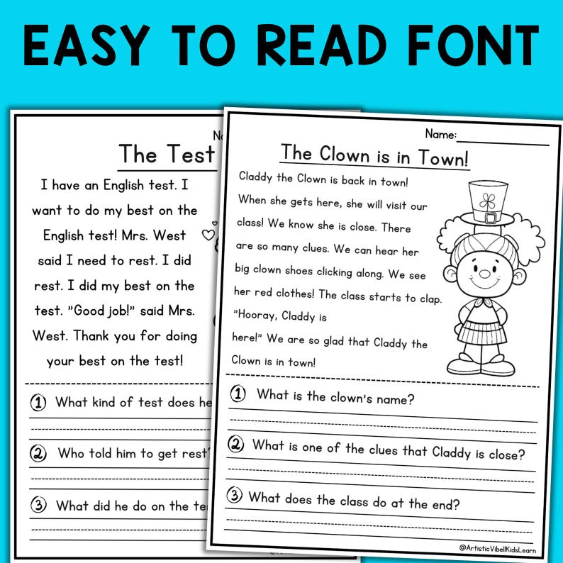 50 Kindergarten 1st Grade Reading Comprehension Passages Worksheets ...