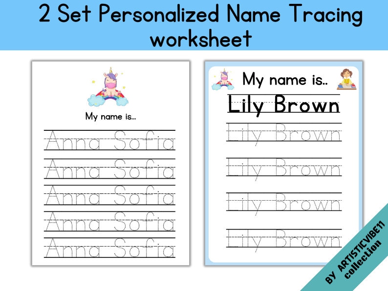 Custom Name Tracing Sheet Handwriting Practice Personalized Name Trace ...