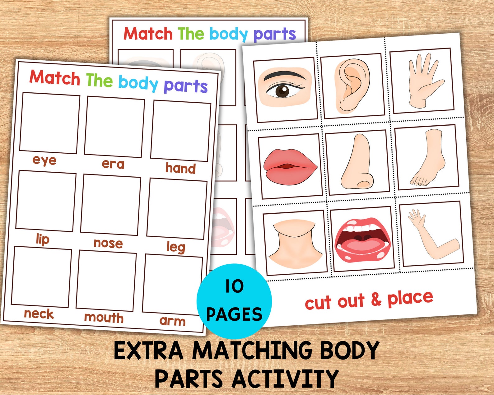 Body Parts Matching Game Bundle Activity Printable, Toddler Busy Book ...