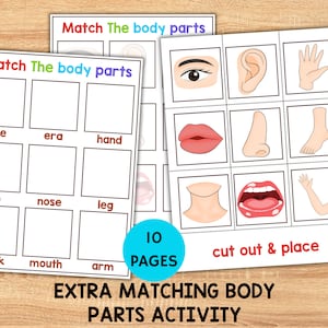 Body Parts Matching Game Bundle Activity Printable, Toddler Busy Book ...
