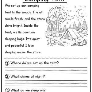 50 Summer Reading Comprehension Passages Kindergarten 1st Grade ...
