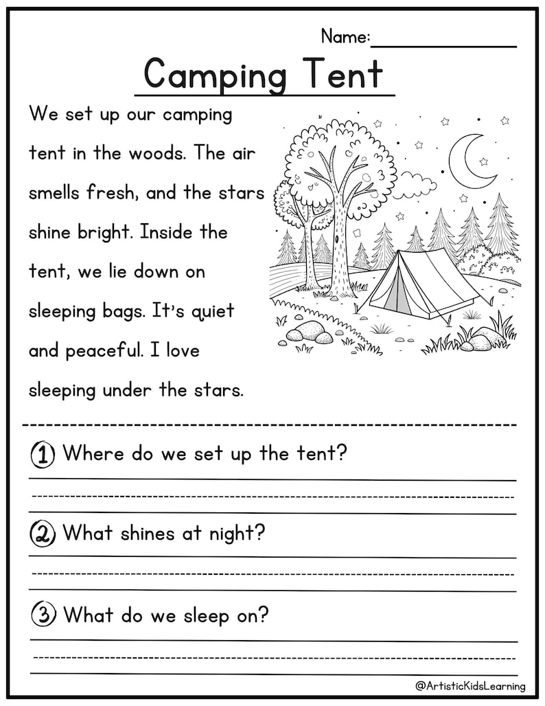 1st Grade Summer Reading Comprehension Passages Kindergarten Passages ...