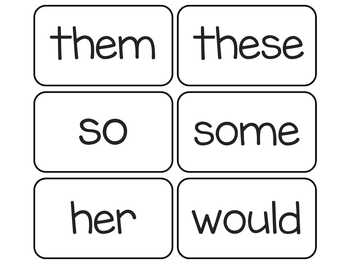 100 Printable Fry's First Hundred Sight Word Flashcards. Kindergarten ...