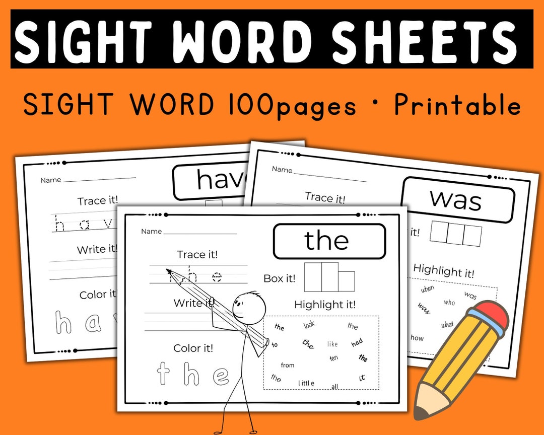 100 Sight Word Worksheet Fry Sight Words Prek-1st Grade Engaging 100 ...