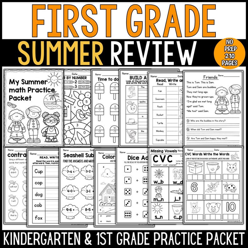 First Grade Summer Review Worksheets Teacher Resources Worksheet Math ...