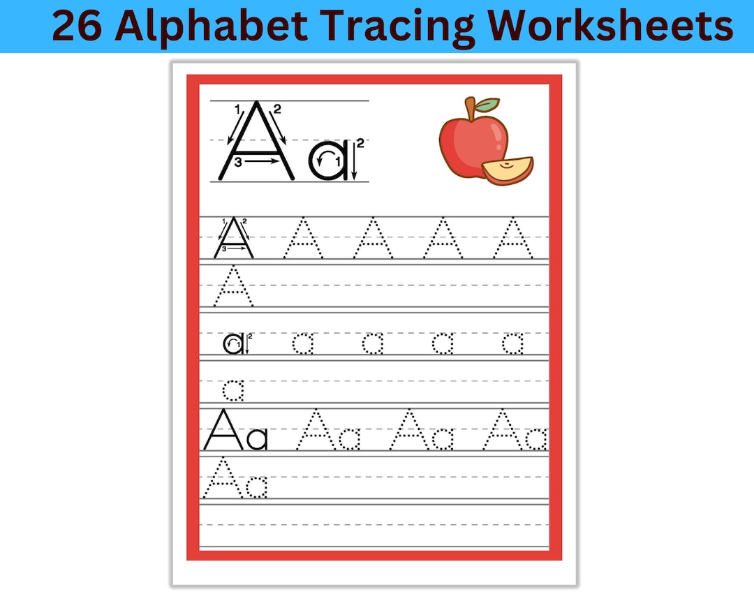 26 ABC Phonics Tracing Worksheet. Preschool Kindergarten Handwriting ...