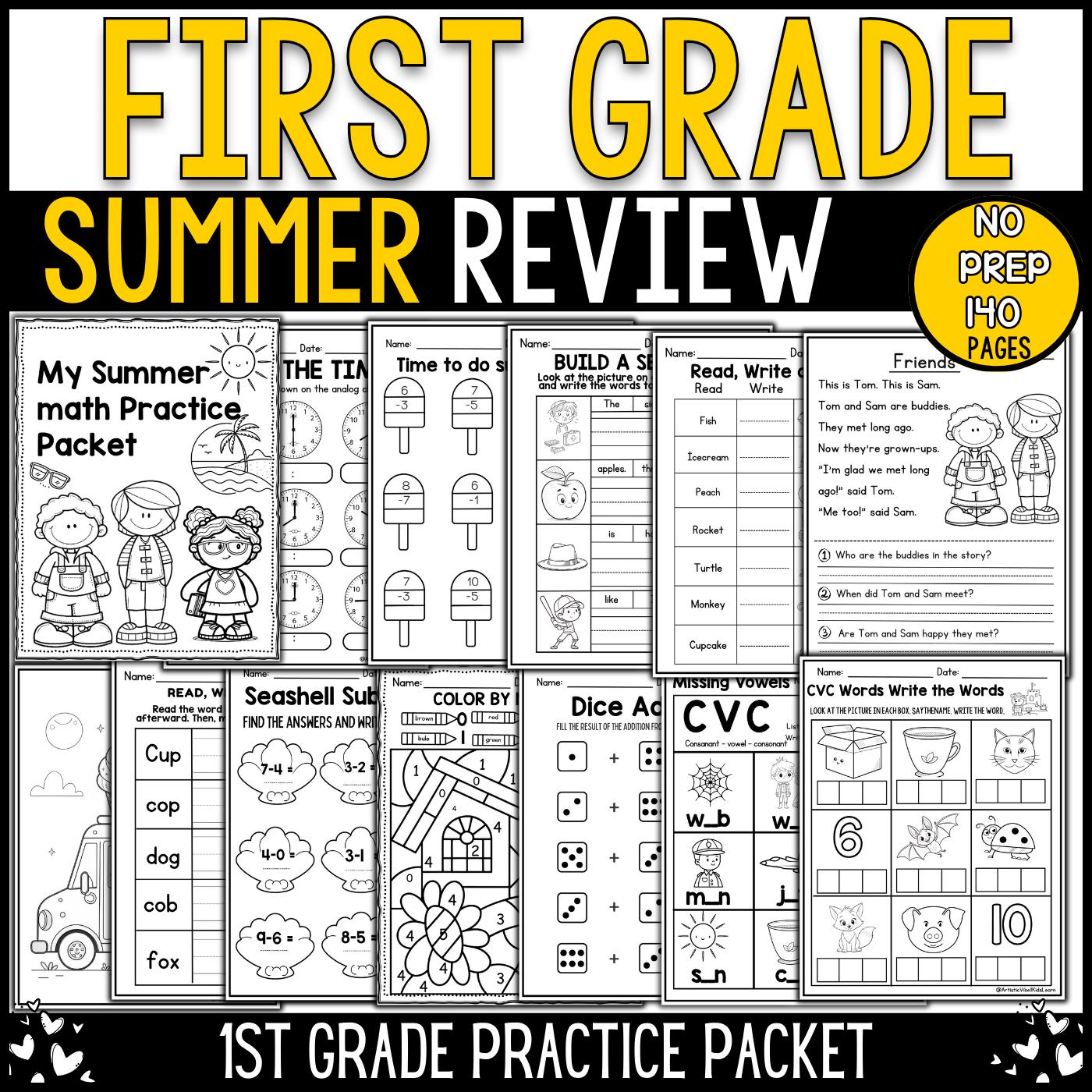 First Grade Summer Review Worksheets Teacher Resources Worksheet Math ...