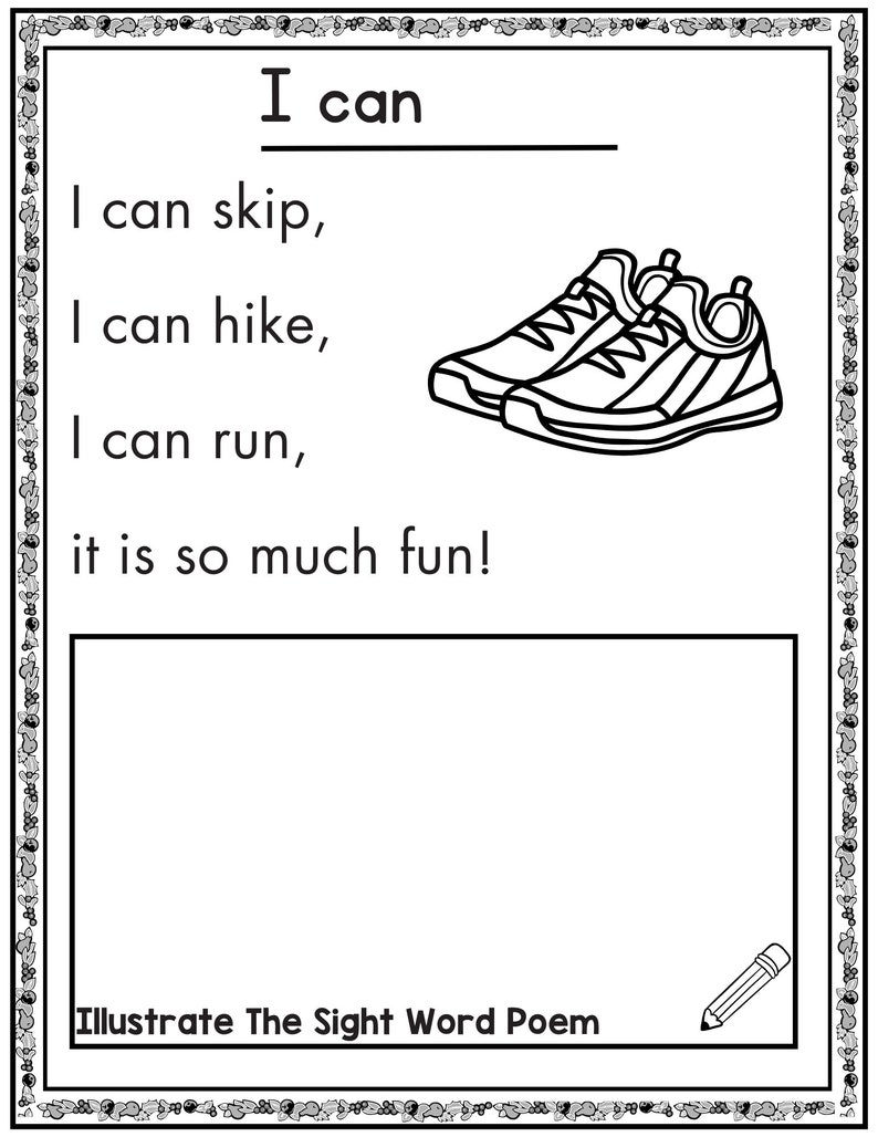 50 Printable Fry's Sight Word Poems Pages Reading Sentences and ...