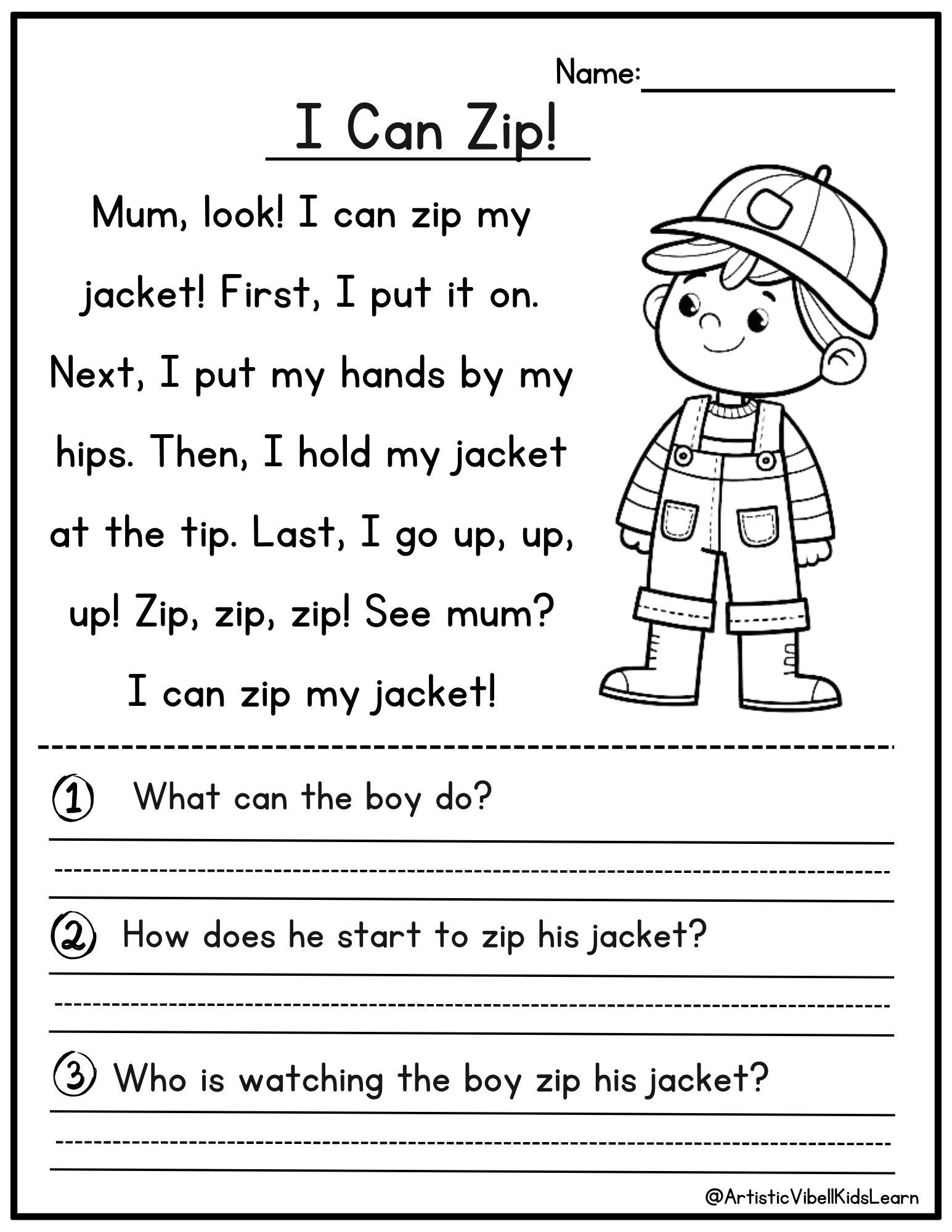 Kindergarten 1st Grade Reading Comprehension Passages Classroom ...