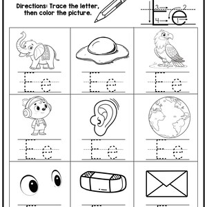 Alphabet Beginning Sounds Worksheets Letters Color & Trace Handwriting ...