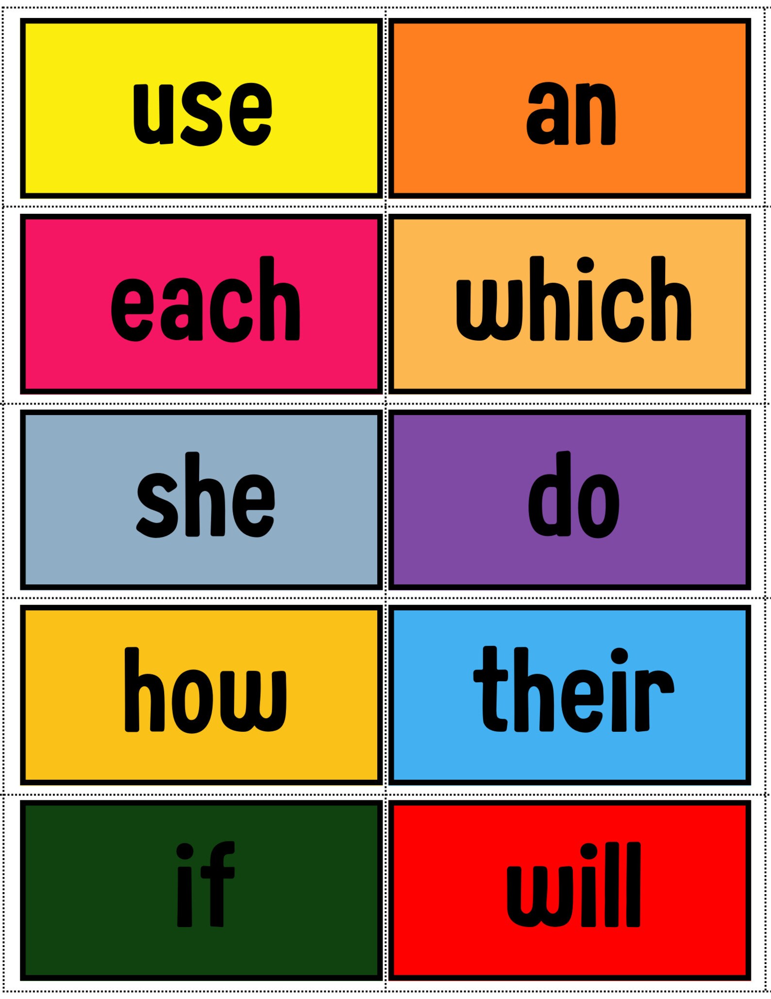 100 Printable Fry's First Hundred Sight Word Flashcards. Prek-1st Grade ...