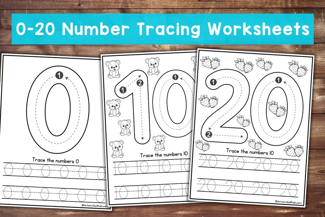 Preschool Numbers Tracing Worksheet 0-20 Printable Number Tracing ...