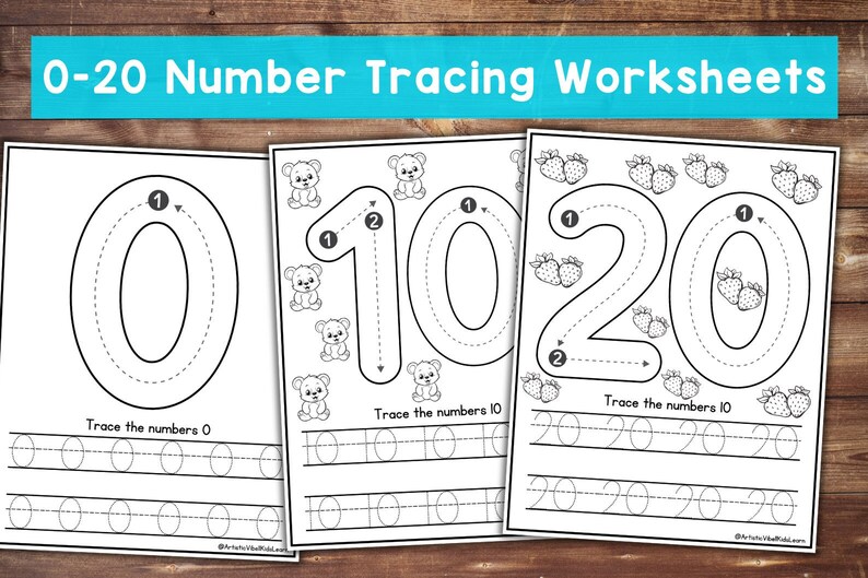 Preschool Numbers Tracing Worksheet 0-20 Printable Number Tracing ...