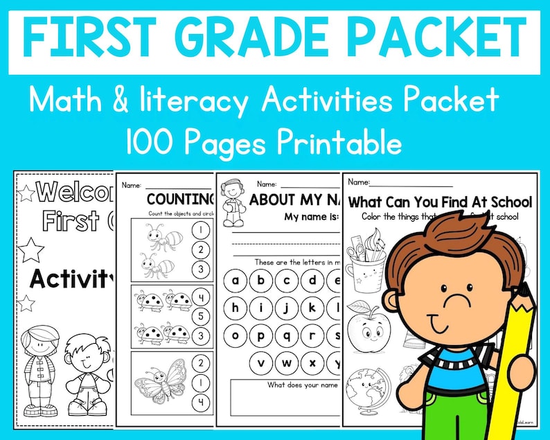 First Grade Worksheets Printable Math Worksheet - Literacy Activities ...