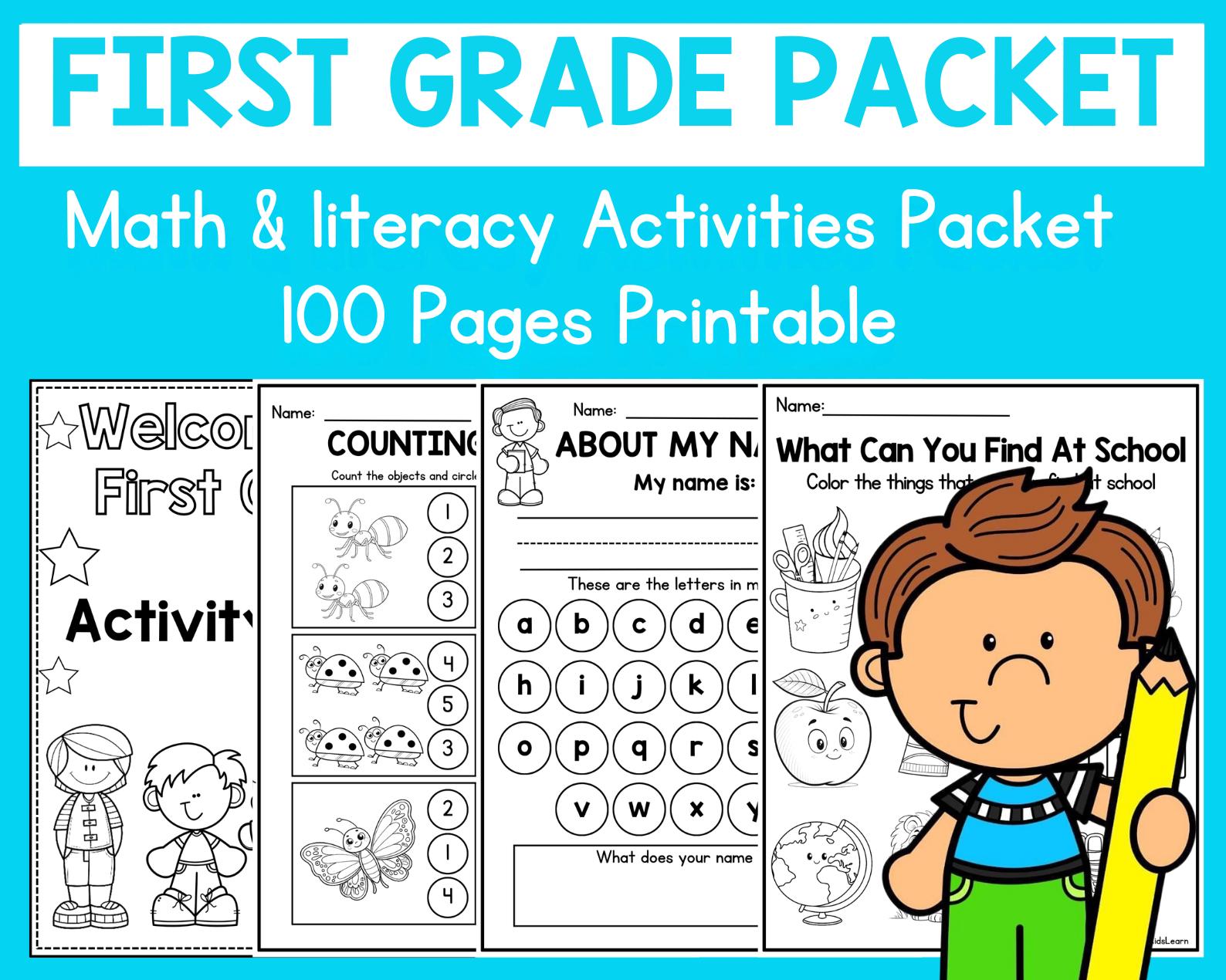 First Grade Worksheets Printable Math Worksheet - Literacy Activities ...
