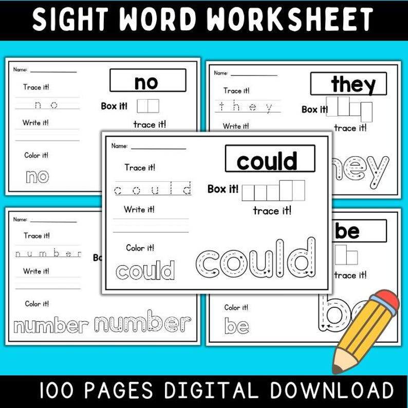 100 Sight Word Worksheet Fry Sight Words Prek-1st Grade Engaging 100 ...