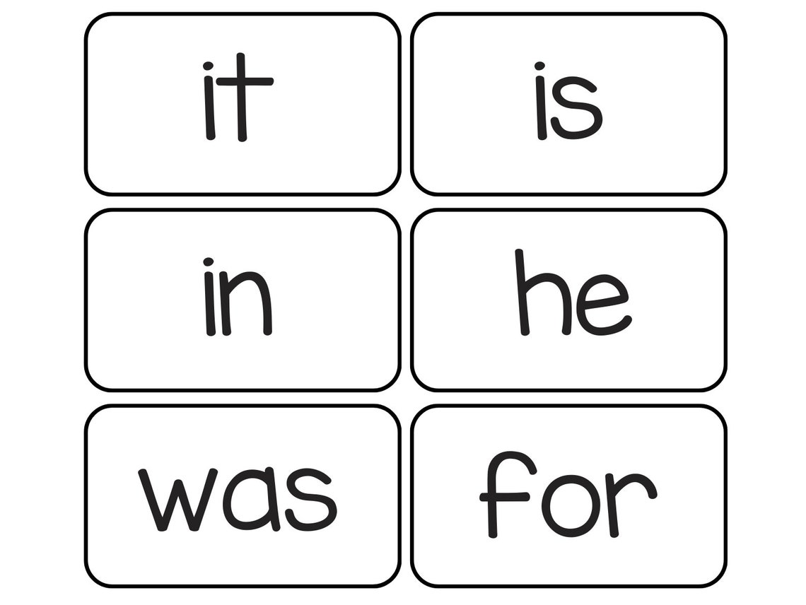 100 Printable Fry's First Hundred Sight Word Flashcards. Kindergarten ...