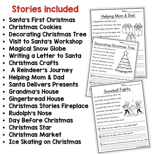 50 Christmas Reading Comprehension Printable - Kindergarten - First ...