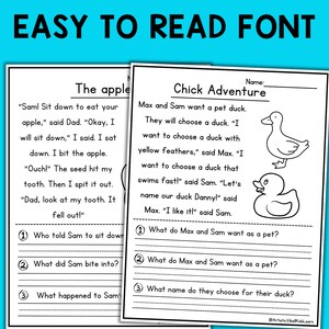 50 Kindergarten 1st Grade Reading Comprehension Passages Worksheets ...