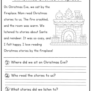 50 Christmas Reading Comprehension Printable - Kindergarten - First ...