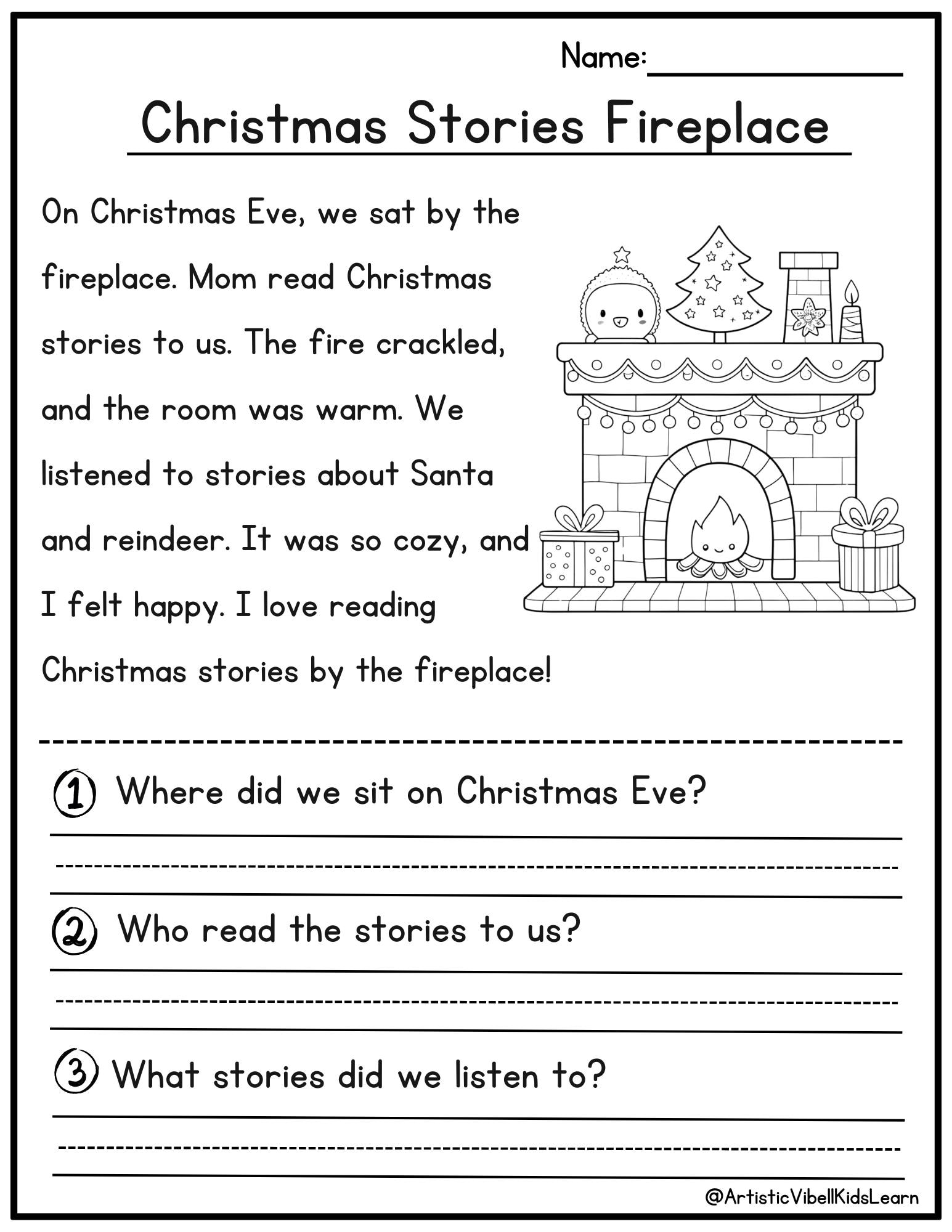 50 Christmas Reading Comprehension Printable - Kindergarten - First ...