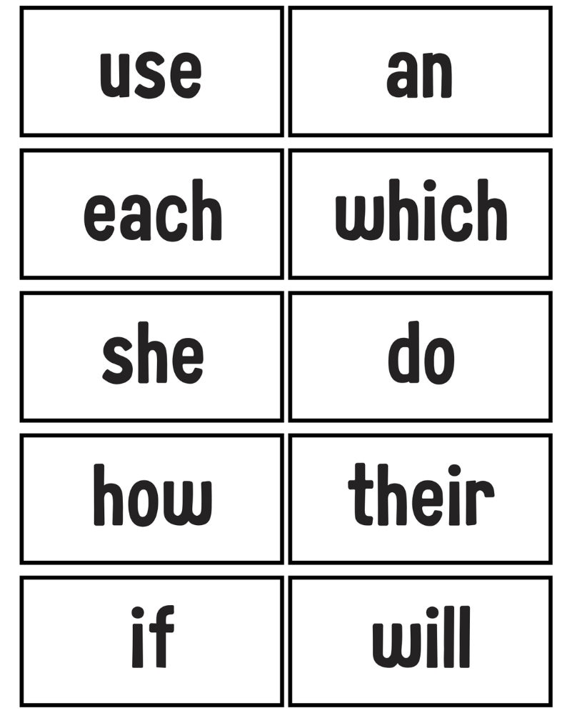 100 Printable Fry's First Hundred Sight Word Flashcards. Prek-1st Grade ...