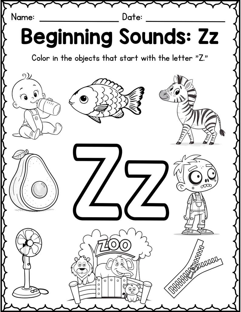 Alphabet Beginning Sounds Coloring Pages Beginning Sounds Worksheets ...