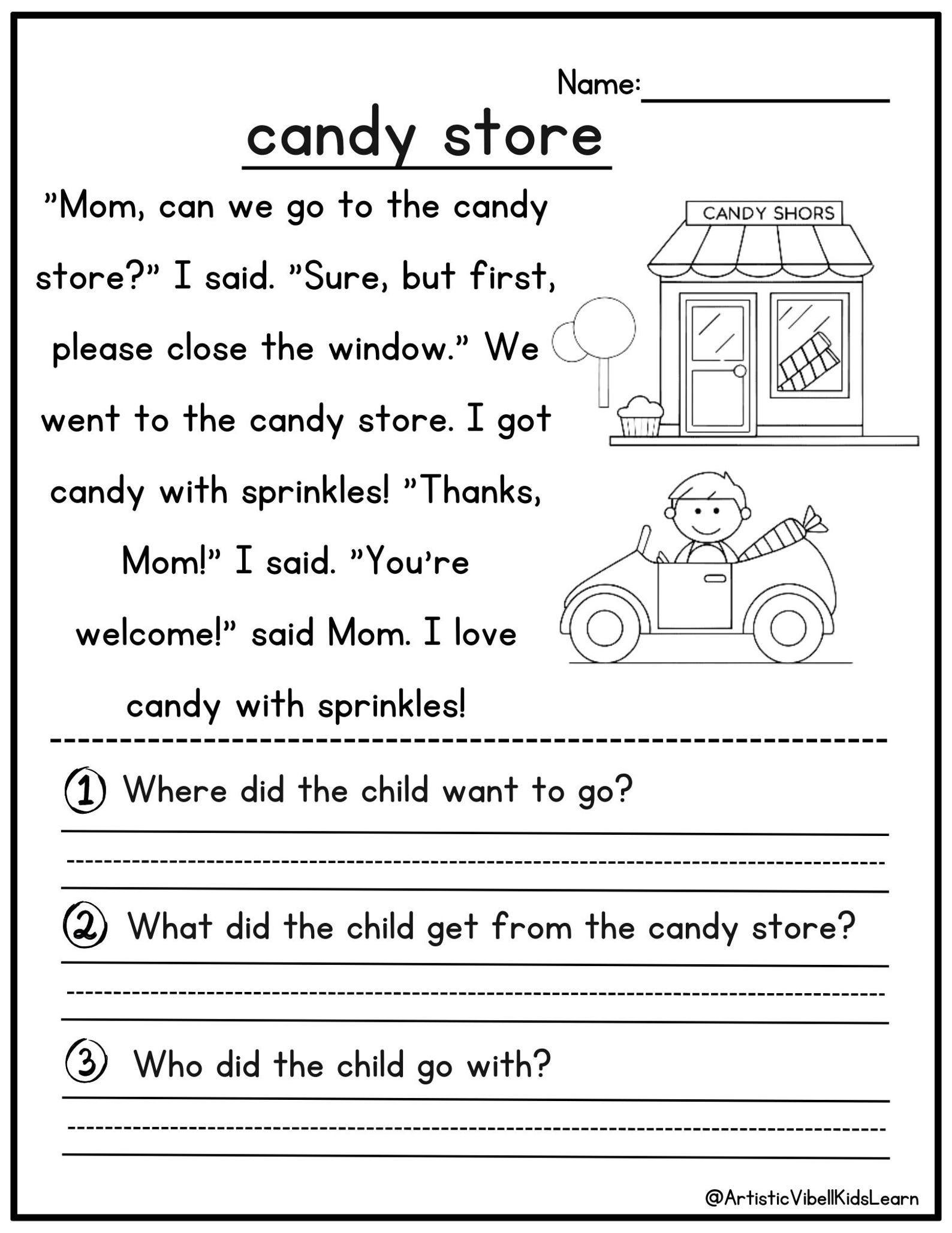 50 Kindergarten 1st Grade Reading Comprehension Passages Worksheets ...