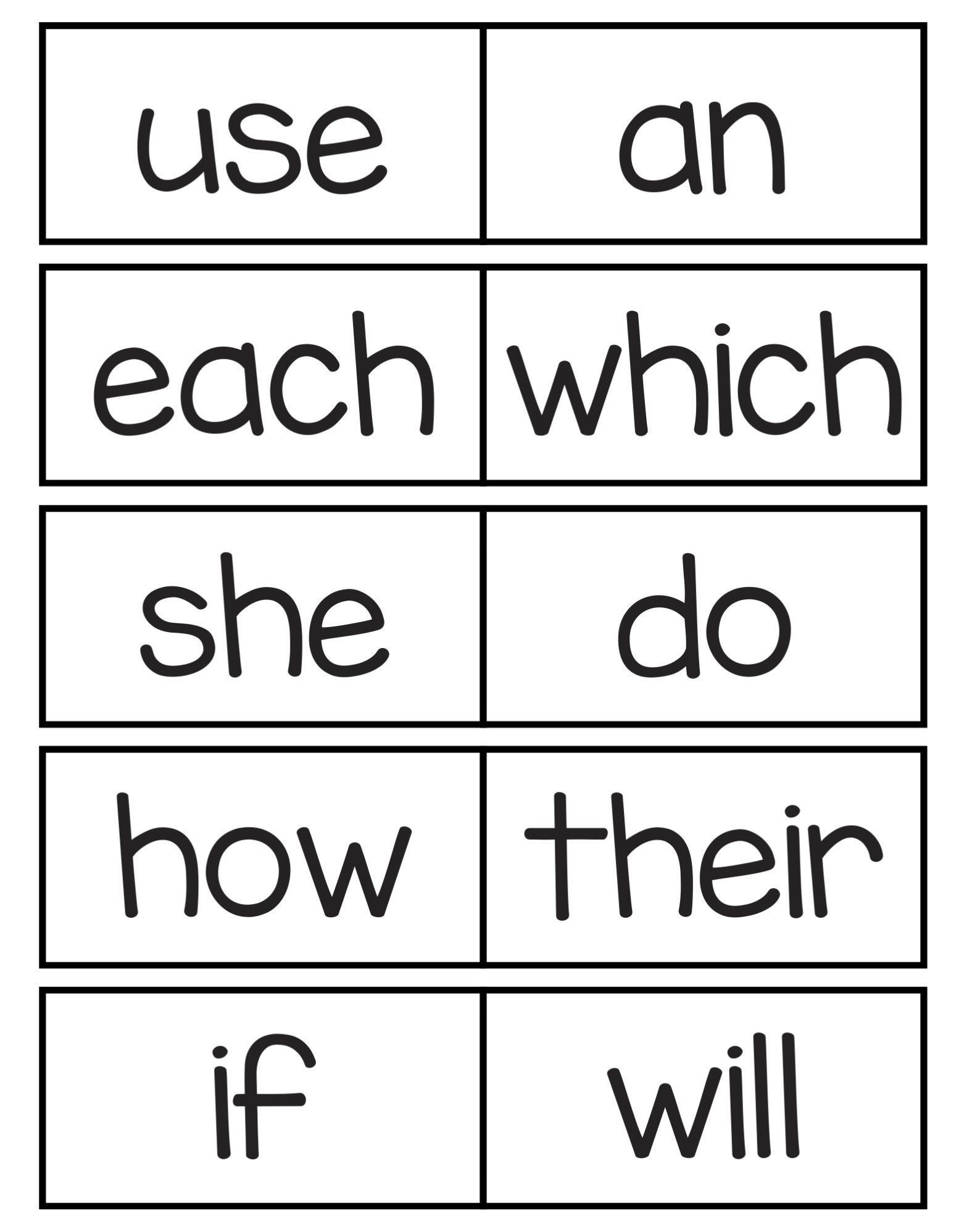 100 Printable Fry's First Hundred Sight Word Flashcards. Kindergarten ...