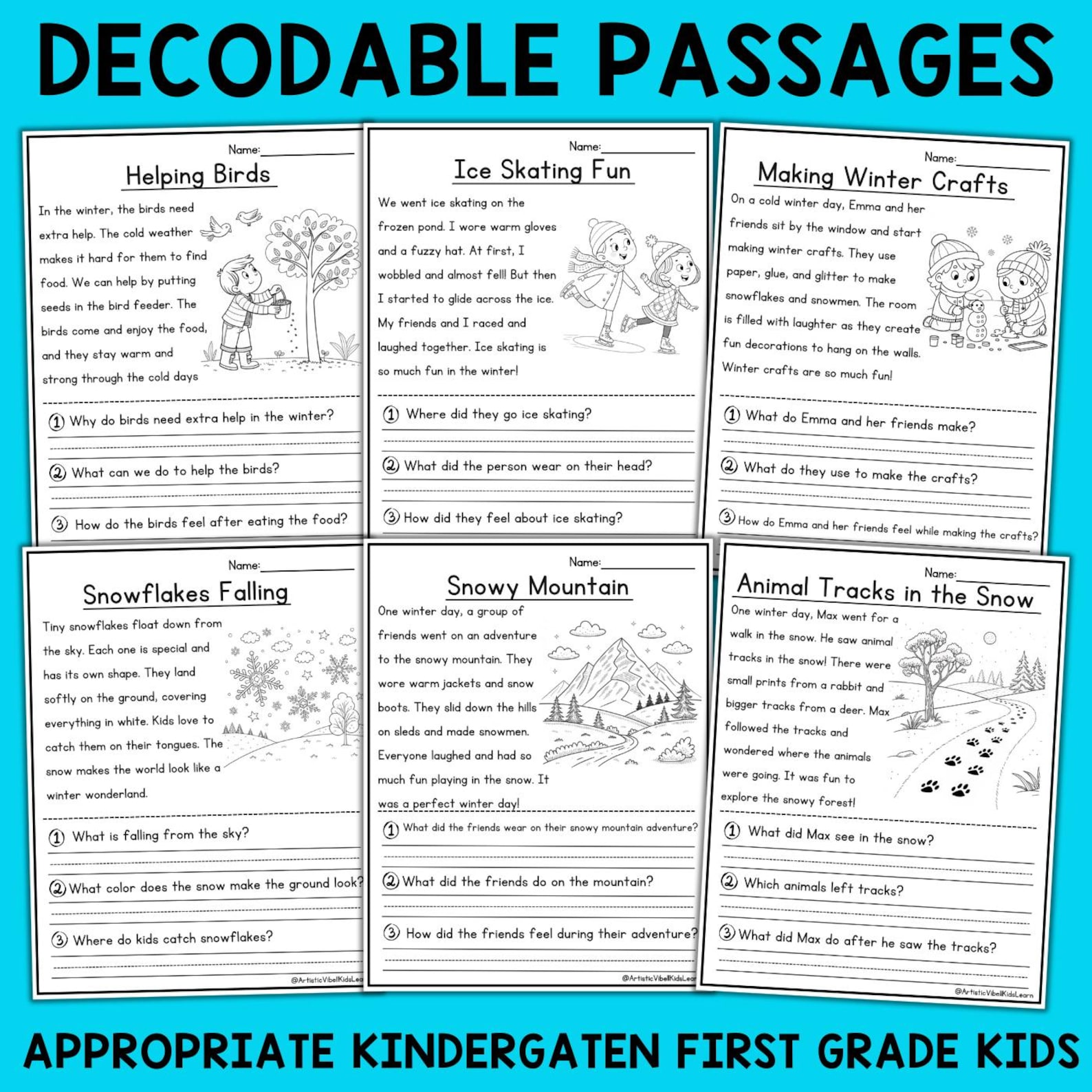 January Reading Comprehension Passages Kindergarten 1st Grade ...