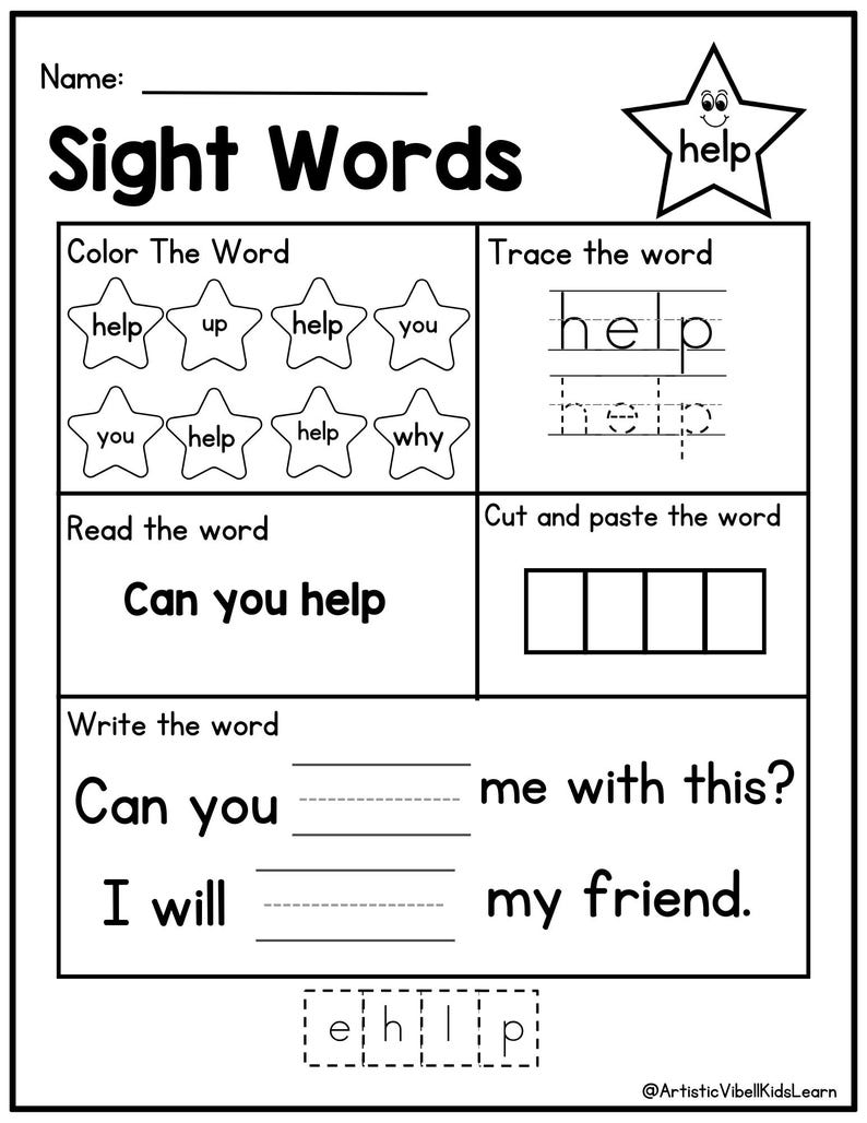 40 Printable Let's Learn Fry 1st Forty Sight Words Worksheets ...