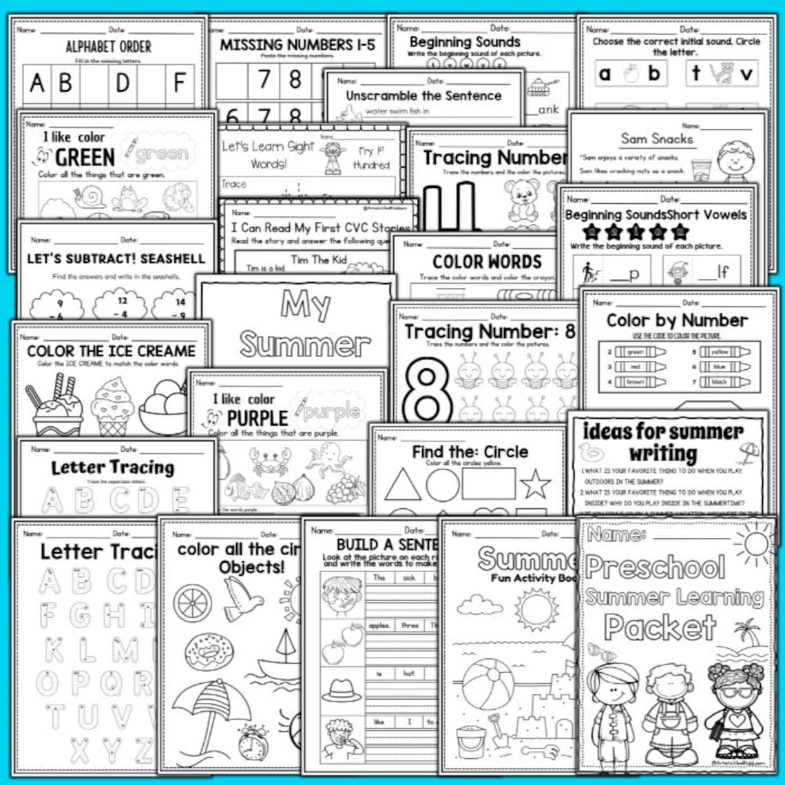 Prek Summer Review Preschool Printable Worksheets Teacher Resources ...